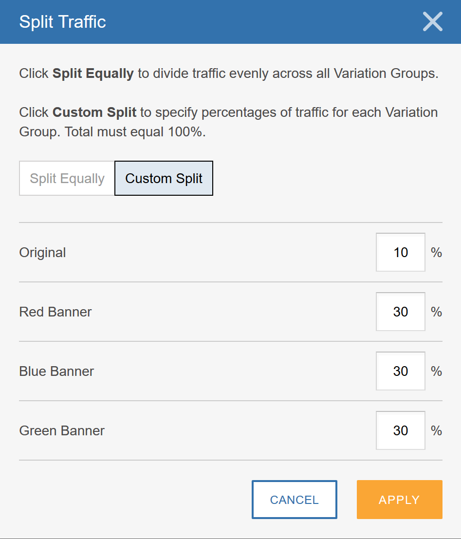 Splitting Traffic Between Variation Groups