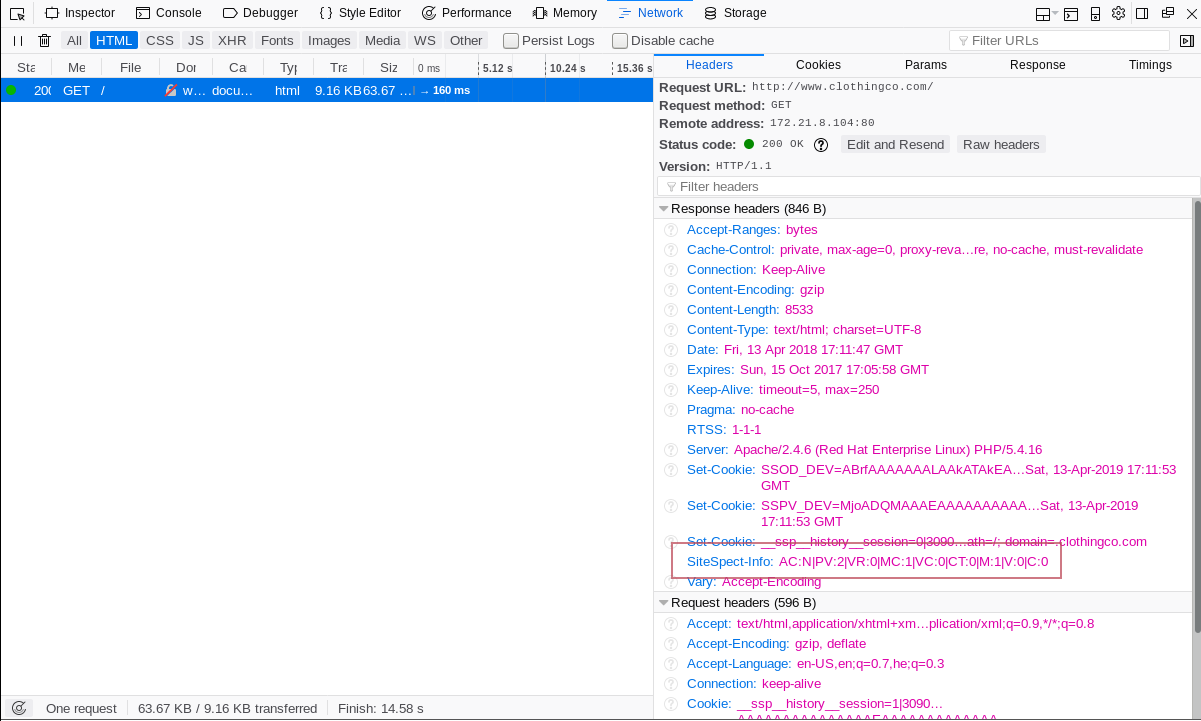 Using SiteSpect Info Header Codes